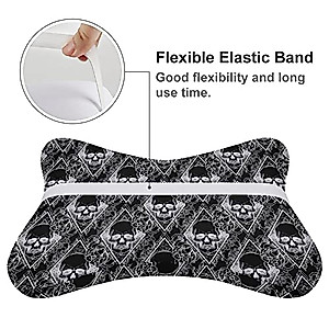 MZERSE Car Neck Pillow 2 Pieces Travel Pillow Compatible with Black Peony Rose Flowers Dead Skulls for Head Rest Neck Support Head Cushion Support for Car Seat Airplanes Sleeping
