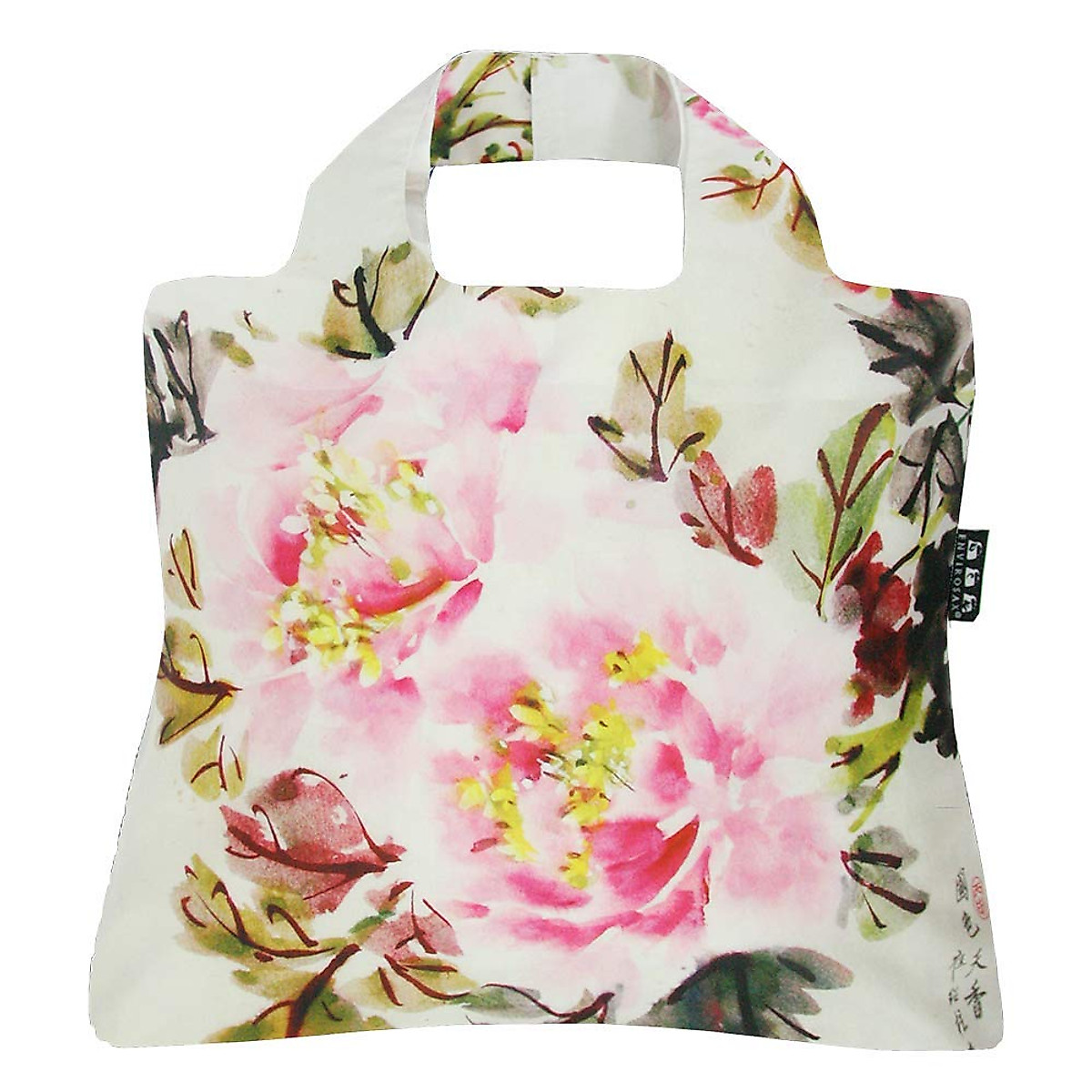 Envirosax Reusable Grocery Bags-Fashionable Shopping Tote Bag Set of 5 China-chic Design Peony Multicolored