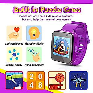 Yehtta Kids Smart Watch Toys for 4-10 Year Old Girl Toddler Watch Purple Multi Functional Watch for Kids with Selfie-cam Birthday Gifts for 4-10 Year Old Girl Touch Screen Rechargeable Watch