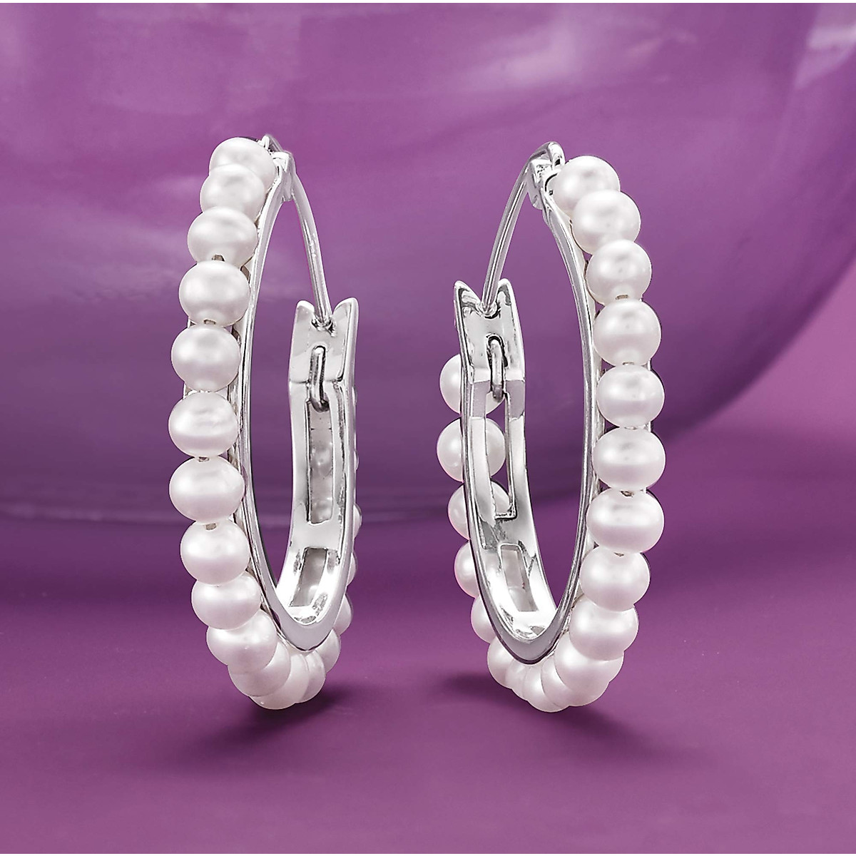Ross-Simons 3-3.5mm Cultured Pearl Hoop Earrings