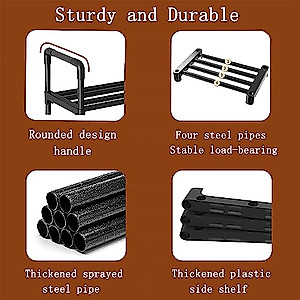 RightTech 3-Tier Shoe Rack, 90CM Long Adjustable & Stackable Metal Shoe Shelf Storage Organizer, Heavy Duty Metal Free Standing Shoe Rack for Entryway Closet Doorway, Black