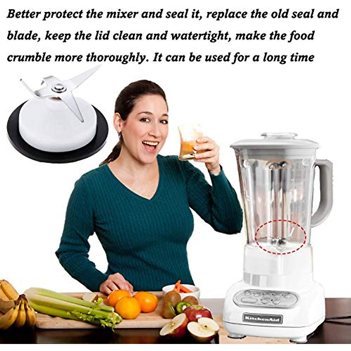 KSBGCB Blender Blade With Rubber Gasket Seal Replacement Part For KitchenAid KSBGCB 9704291