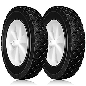 [2 Pack] 8 Inch Wheels Replacement 8mm, Lawn Mower Wheels Replacement, Grill Wheels Replacement, Wheels Replacement Parts