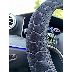 ZATOOTO Black Fuzzy Steering Wheel Cover for Women Men, Soft Comfy Grip Anti-Slip Car Steering Wheel Cover Protector Universal for Cars,Suvs,Trucks,Sedans