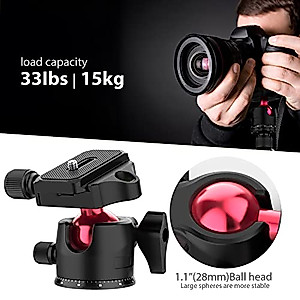 PHOPIK 64" Camera Tripod, Aluminum Camera Tripod for DSLR,Compact Tripod with 360° Panorama Ball Head, Professional Camera Tripod for Travelling, Learning and Working