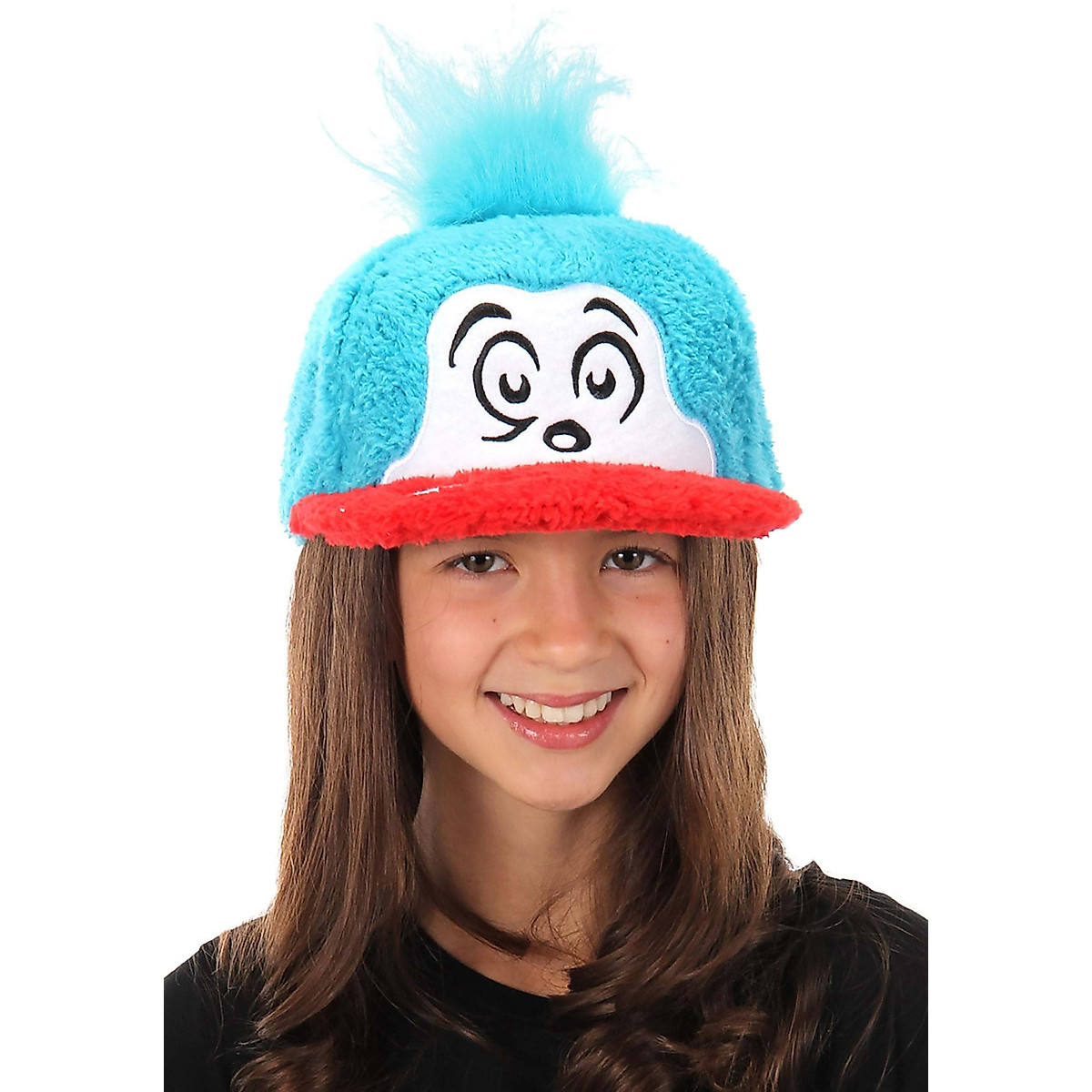 elope Dr. Seuss Thing 1 Costume Fuzzy Snapback Hat Standard Blue