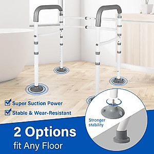Jhkopqe Toilet Safety Rails(350 LB),Stand Alone Toilet Safety Frame,Adjustable and Foldable Toilet Safety Rails,Toilet Handles for Elderly and Disabled & Handicap,Fit Any Toilet
