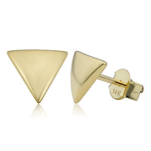 Kooljewelry 14k Yellow Gold Triangle Stud Earrings Minimalist Jewelry