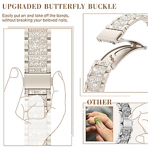 MARGE PLUS Compatible with Bling Apple Watch Band Women 38mm 40mm 41mm Series 9 8 7 6 5 4 3 2 1 SE, Upgraded Sparkle Replacement Bracelet iWatch Band, Diamond Rhinestone Stainless Steel Metal Strap