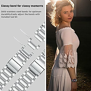 SPGUARD Galaxy Watch 5 Band Pro 45mm/44/40 & Galaxy Watch 4 Band Watch 4 Classic 42mm/46mm 20mm Metal Bands Compatible with Samsung Galaxy Watch5/4 for Men Women Steel Bands Strap(Silver)