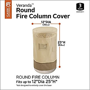 Classic Accessories Veranda Water-Resistant 12 Inch Round Fire Column Cover, outdoor firepit column cover