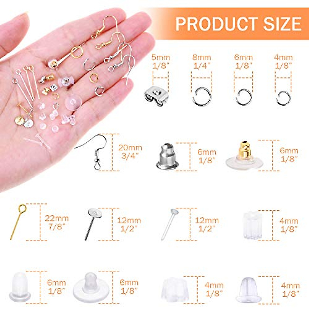 Anezus Earring Making Kit with Earring Hooks Findings, Earring Backs Posts, Jump Rings for Jewelry Making Supplies, 2320Pcs