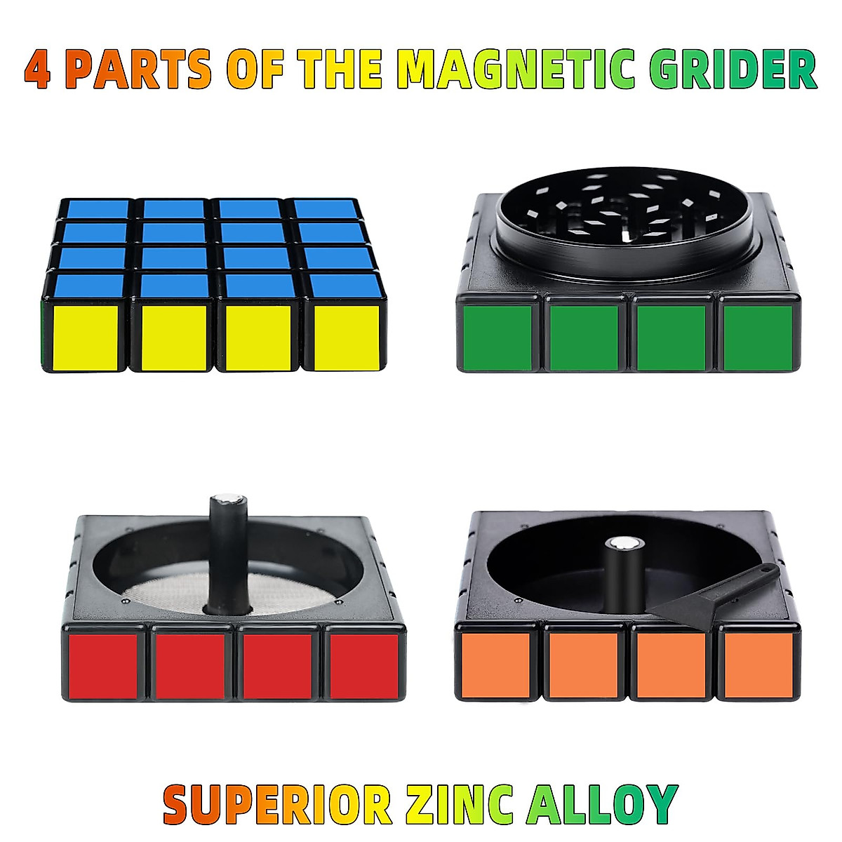 Kitchen Grinder for Cooking in Square, AVOTORY Grinder Aluminum and Zinc Meterial (Large 2.5" Square Multi-Color)