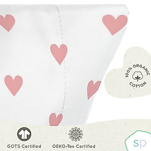 Saturday Park Pink Hearts 2 Pack Reversible Pillowcase - 100% Organic Cotton Double Sided Pillow Cover - GOTS & Oeko-TEX Certified