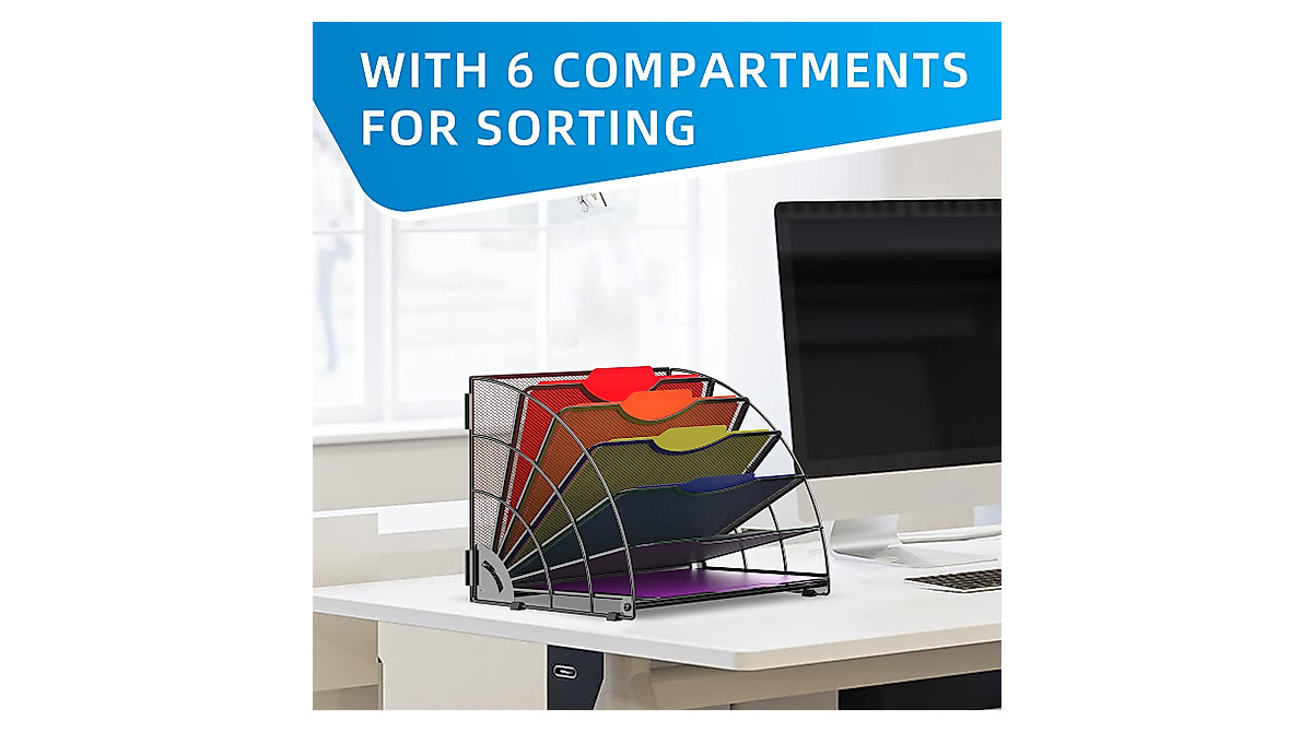 SUPEASY 6-Compartment Fan Desk File Organizer | Get Organized