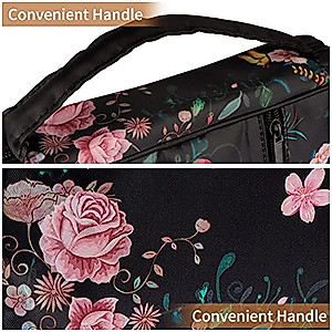 POJAGU Bible Cover, Carrying Bible Book Bag Church Case, Floral Pattern Bible Protective with Handle and Zippered Pocket for Men Women Girls, Black