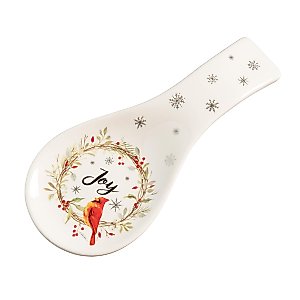 C&F Home Joy Cardinal Wreath Spoon Rest White