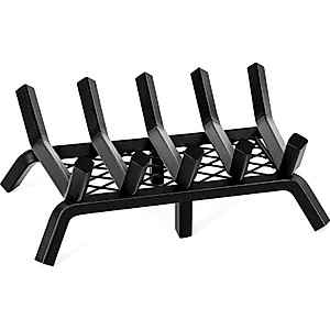 INNO STAGE Fireplace Grates with Ember Retainer - 17 Inch Fireplace Log Grate, Firewood Wood Log Holder Rack, Inside Wrought Cast Iron Fire Grate for Hearth Indoor Outdoor Camping