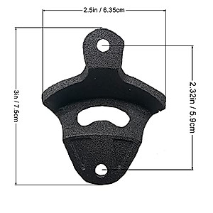 Jumiok Satin Black Cast Iron Bottle Opener Wall Mounted with Bottle Cap Catcher Narrow