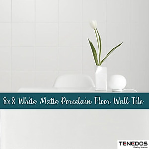 White 8x8 Subway Square Porcelain Floor Wall Tile Matte Finish (Box of 12.7 Sqft - 30 Pieces) for Backsplash Kitchen, Accent Decor, Bathroom Shower Tile by Tenedos