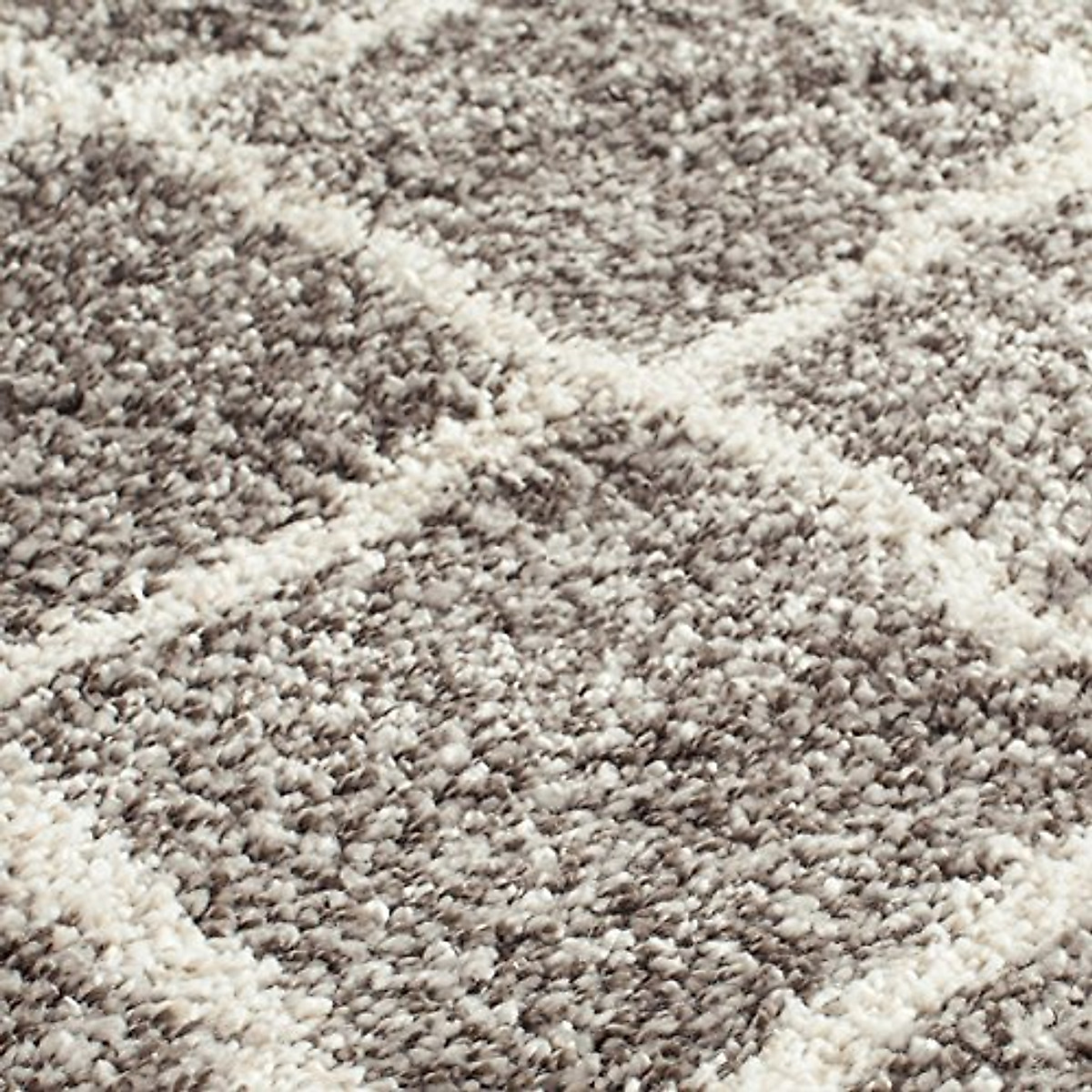 SAFAVIEH Hudson Shag Collection Area Rug - 8' x 10', Grey & Ivory, Modern Trellis Design, Non-Shedding & Easy Care, 2-inch Thick Ideal for High Traffic Areas in Living Room, Bedroom (SGH281B)