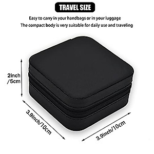 MODENGKONGJIAN Mini Jewelry Travel Case, PU Leather Travel Jewelry Organizer Box, Small Portable Portable Jewellery Storage Holder for Womens Rings Earrings Necklaces Bracelets (Black)