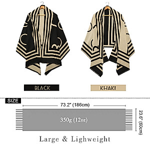 EASTBUDDY Cashmere Feel Scarfs for Women,Pashmina Shawl Wraps with Tassel, Winter Warm Large Blanket Scarf for Travel (Black + Khaki)