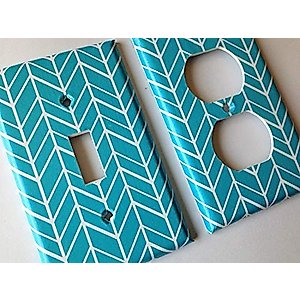 Turquoise Feather Light Switch Cover Various Sizes Offered