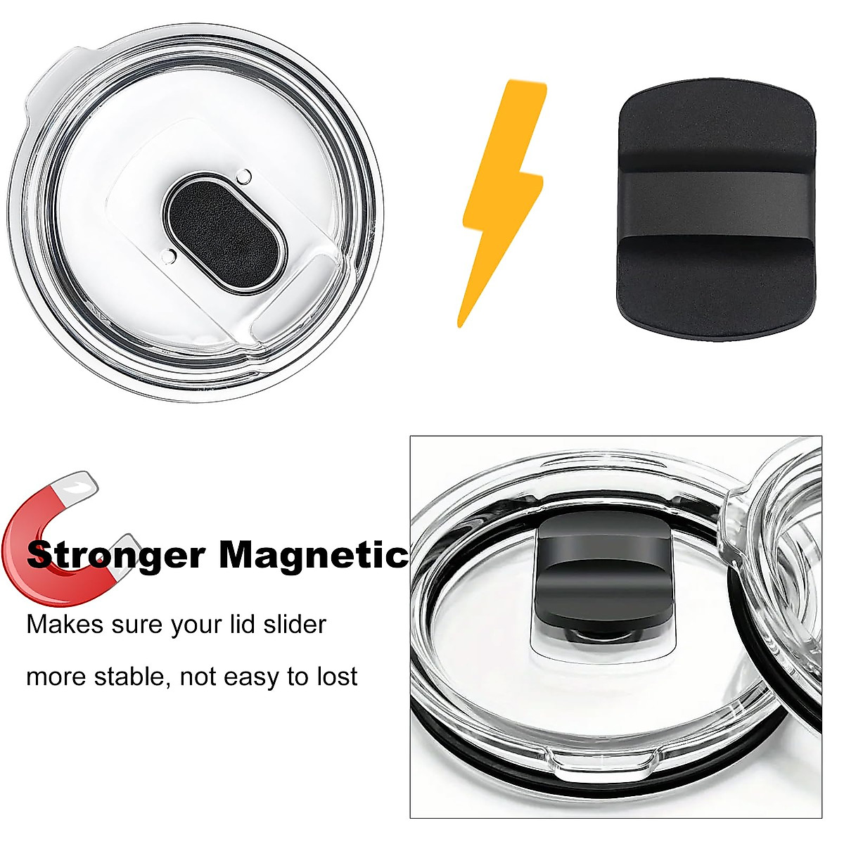 6Pcs Lid Magnetic Slider Replacement, magslider replacement Push Block Compatible With YETI Lids 10 oz, 14oz, 16 oz, 20 oz, 26 oz, 30 oz(Black Red Orange Purple Pink Seafoam)