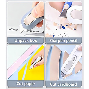 Generic 4pcs Utility Knife ，SK5 Retractable Blade Duty Box Cutter Letter Opener, Razor Sharp Cartons Cardboard Cutter Knife Perfect for Paper, Sewing, Craft, Home and Office, Blue,green,pink,white