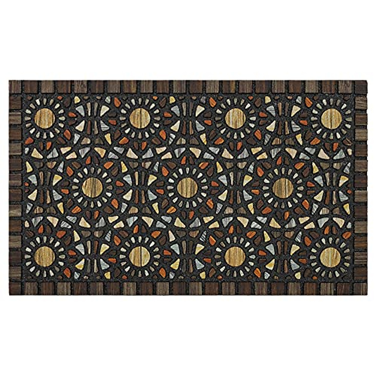 Mohawk Home Entryway Door Mat 1.5' x 2.5' All Weather Doormat Outdoor Non Slip Recycled Rubber, Mosaic Grain