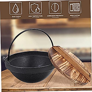 UPKOCH 1 Set Pot Outdoor Cookware Japanese Style Pot Iron Stock Pot Nabemono Hot Pot Hanging Stewpan for Hone Non-stick Pot Outdoor Saucepan Grey Korean Wood Non Stick Pan Cast Iron Pot