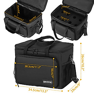 IBVIVIC 8 Slots Wireless Microphone Case with Foam, 1680D Heavy Duty Oxford Fabric Microphone Bag with Shoulder Strap, BLACK