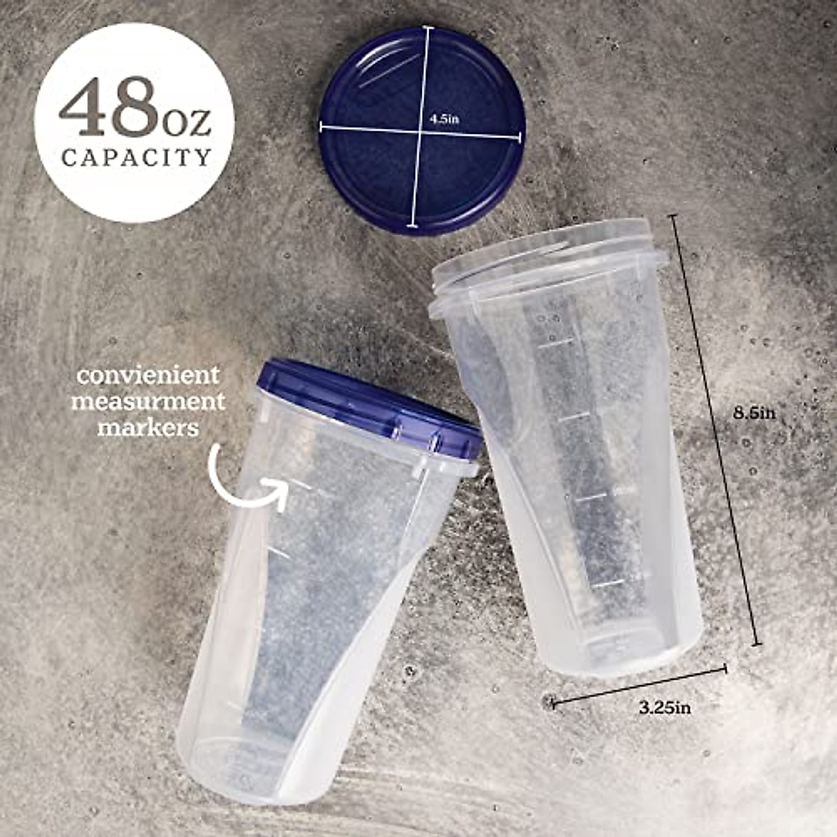 PLASTICPRO 48 Ounce Twist Top Deli Containers Clear bottom With Blue Top Twist on Lids Reusable, Stackable, Food Storage Freezer Container Pack of 4 (Blue)