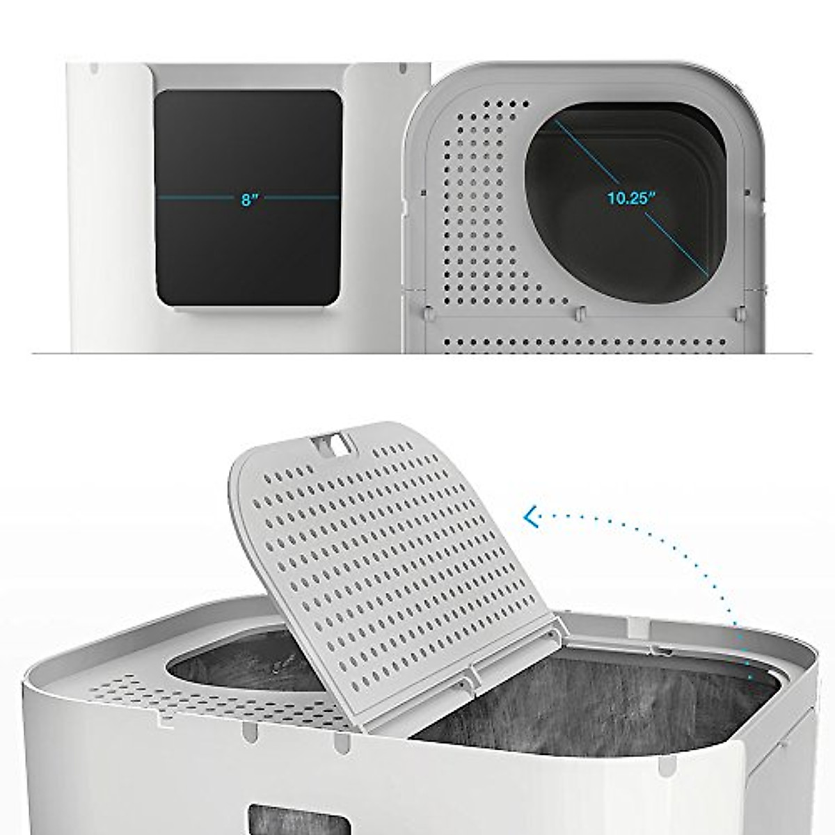 Modkat XL Litter Box, Top or Front-Entry Configurable, Includes Scoop and Liners - White
