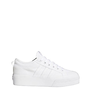 adidas Originals Women's Nizza Platform, White/White/White, 6