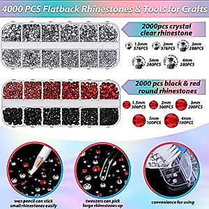 B-7000 Glue for Rhinestones Crafts, 4000Pcs Upgrade Crystal Clear Flatback Rhinestones with 3Pcs Adhesive Glue Dotting Pen Wax Pencil Tray Tool for Nail Art Tumbler DIY Jewelry Beads Shoes Clothes
