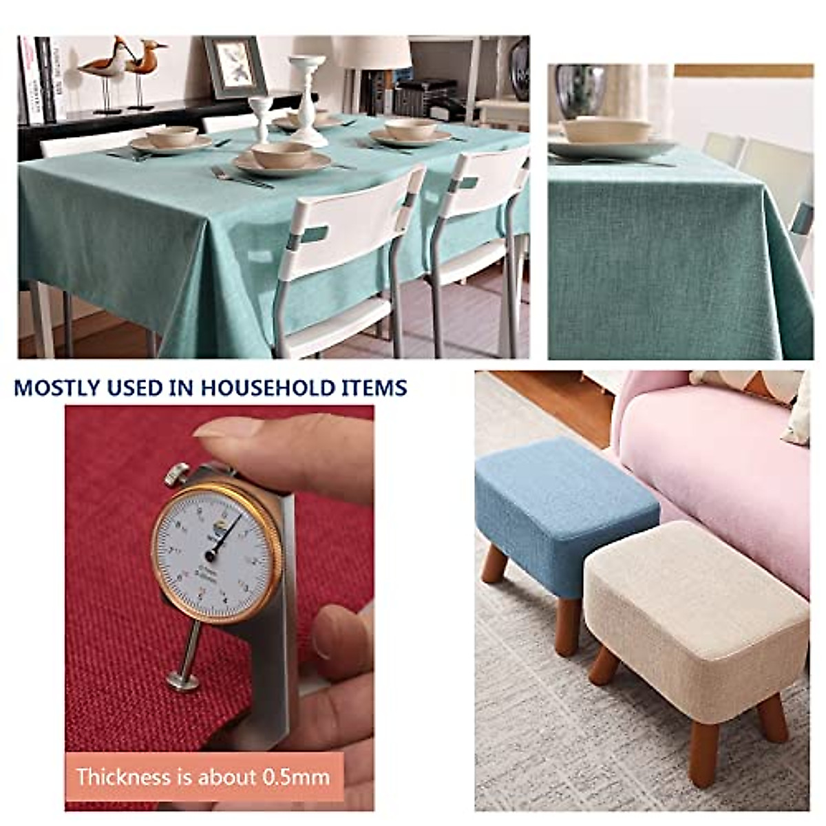 KUCKEE Cotton Linen Blend Fabric Upholstery Skin-Friendly Tear-Resistant Fabric by The Yard Upholstery Sewing 60 Inches Wide Easy to Clean for Craft Lovers Pillow Sofa Curt Burgundy-1.5x1m