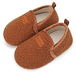 Scurtain Unisex Big Kids Slippers Little Kids Slippers Toddler Slippers Artificial Woolen Slippers for Big Boys Slippers Big Girls Slippers Slippers for big kids Brown 1-1.5 Big Kid