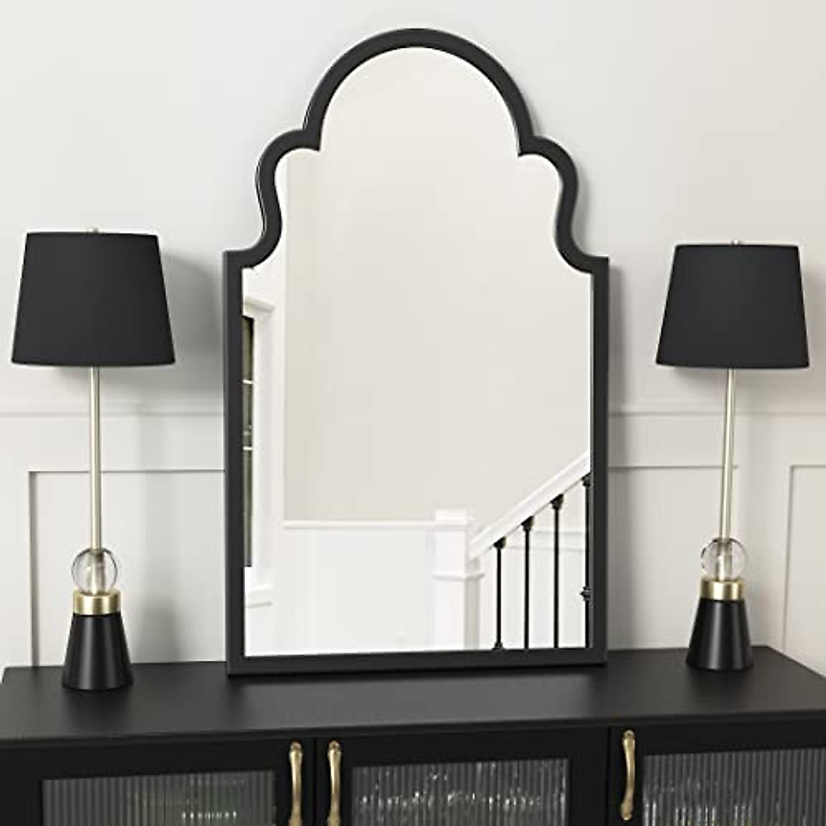 NXHOME Metal-Frame Accent Wall Mirror - Decorative Mirror Black Vanity Wall Mounted Mirror for Bathroom Living Room Bedroom 35.5×21.7