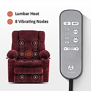 MCombo Dual Motor Power Lift Recliner Chair with Massage and Heat for Elderly People, Infinite Position, USB Ports, Cup Holders, Extended Footrest, Fabric 7890