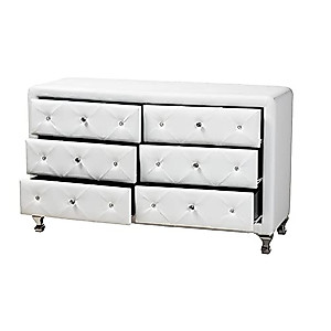 Baxton Studio BBT2030-Dresser-White Storage-chests, 21.6" x 51.75" x 18", White