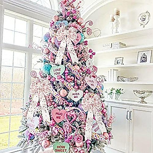 MEEDEE Valentine Ribbon Wired Rose Gold Ribbon Star Wired Ribbon 2.5 Inch Rose Gold Satin Ribbon Valentines Ribbon for Gift Wrapping Valentine Wired Ribbon for Wreaths Bow Garland Decorate (25 Yards)