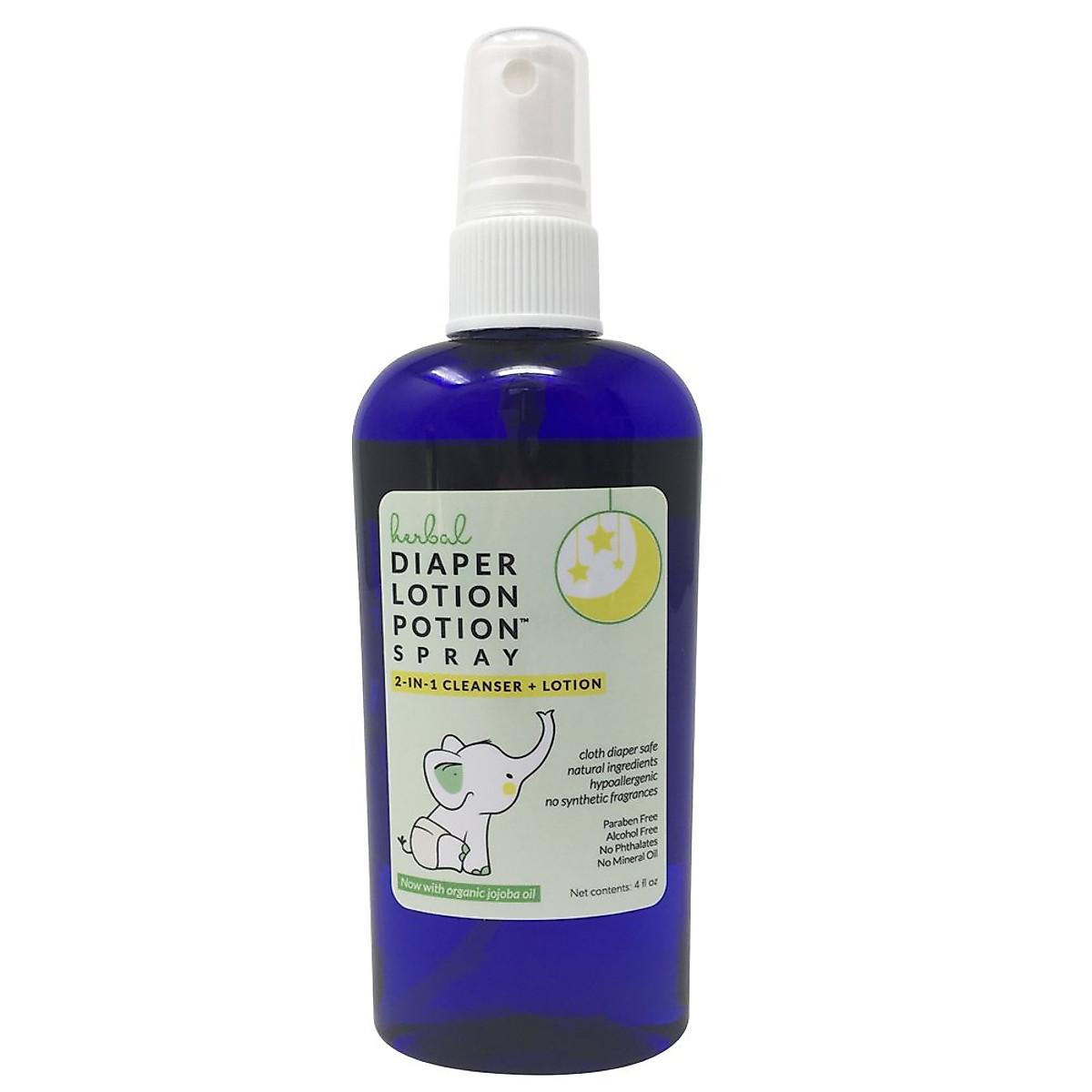 Diaper Lotion Potion, All Natural Diaper Rash Guard for Your Baby's Bottom - Healing and Soothing 2-in-1 Herbal Cleanser and Lotion - Moisturizes and Protects (4 Ounce Spray)