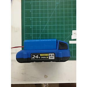 K24 Battery Mount Compatible with Kobalt 24Vmax KXT-424-03, KT-424-03, KT-624-03, KT-224-03 Battery Adapter Holder Mount DIY w/12 Hi-Temp 16AWG Wired terminals, Robots, Lights, eBikes PN K24-16