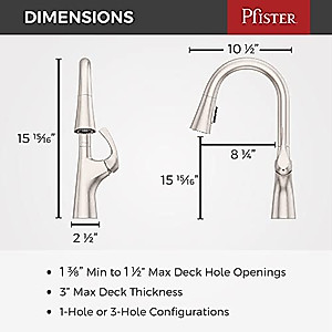 Pfister Talega Kitchen Faucet with Pull Down Sprayer, Single Handle, High Arc, Spot Defense Stainless Steel Finish, F5297TEGS