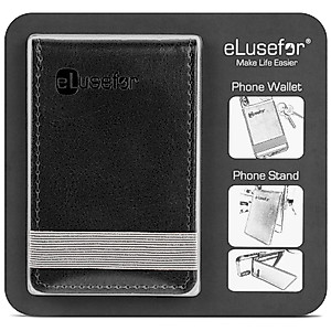 eLusefor Stick-On Phone Wallet & Card Holder for Back of iPhone or Android Case - Black