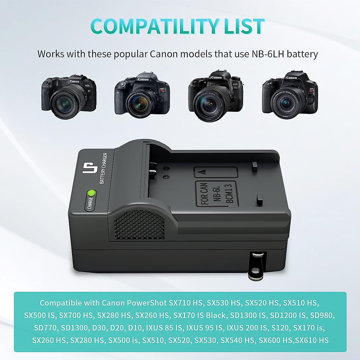 LP NB-6L NB-6LH Battery Charger, Camera Charger for Canon PowerShot S120, SX170 is, SX260 HS, SX280 HS, SX500 is, SX510, SX520, SX530, SX540 HS, SX600 HS,SX610 HS& More