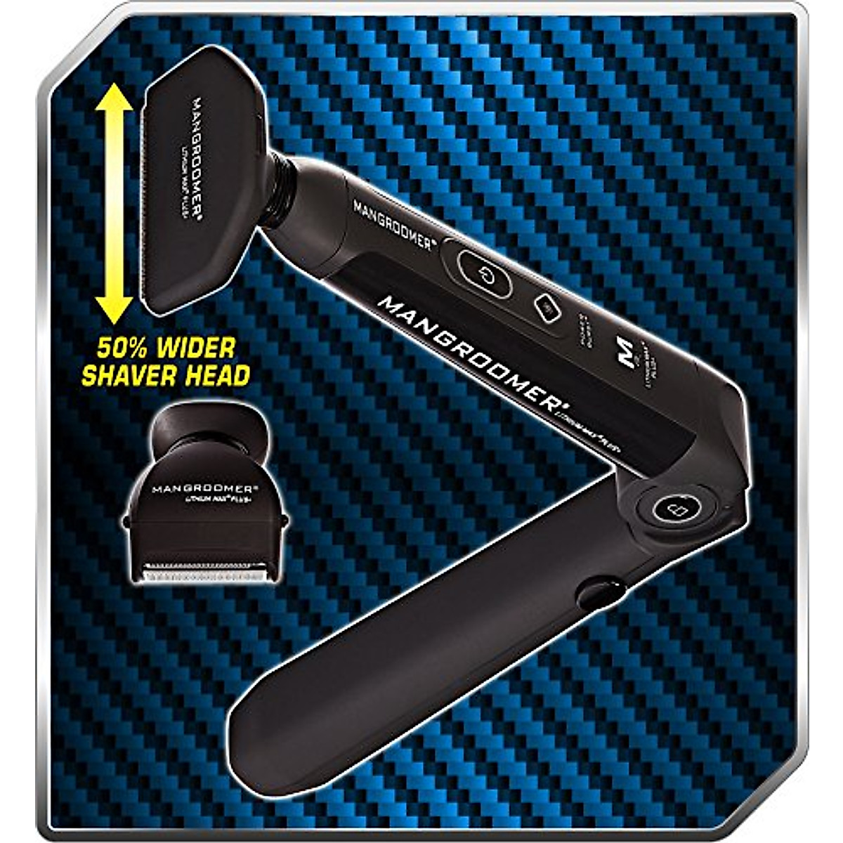 MANGROOMER Lithium Max Plus+ Back Hair Shaver (New 7th Generation) Complete Attachment Head With Shock Absorber Neck & New 50% wider Blade Design