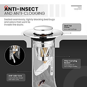 HEGEHE 2 Pack Bathroom Sink Stopper, Washbasin Drain Hole Filter Stopper, Universal Anti Clogging Filter Basket for Bathroom,Bathtub,Washbasin, Kitchen (Silver)